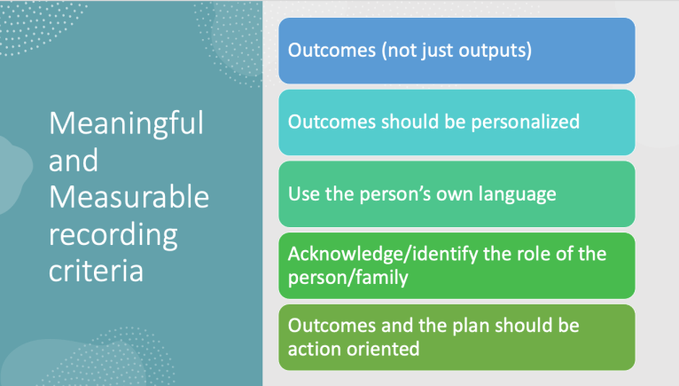 Recording and Measuring Outcomes – Personal Outcomes Network